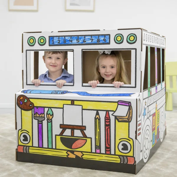 Fellowes - Bankers Box at Play Colour-Your-Own Cardboard School Bus ...